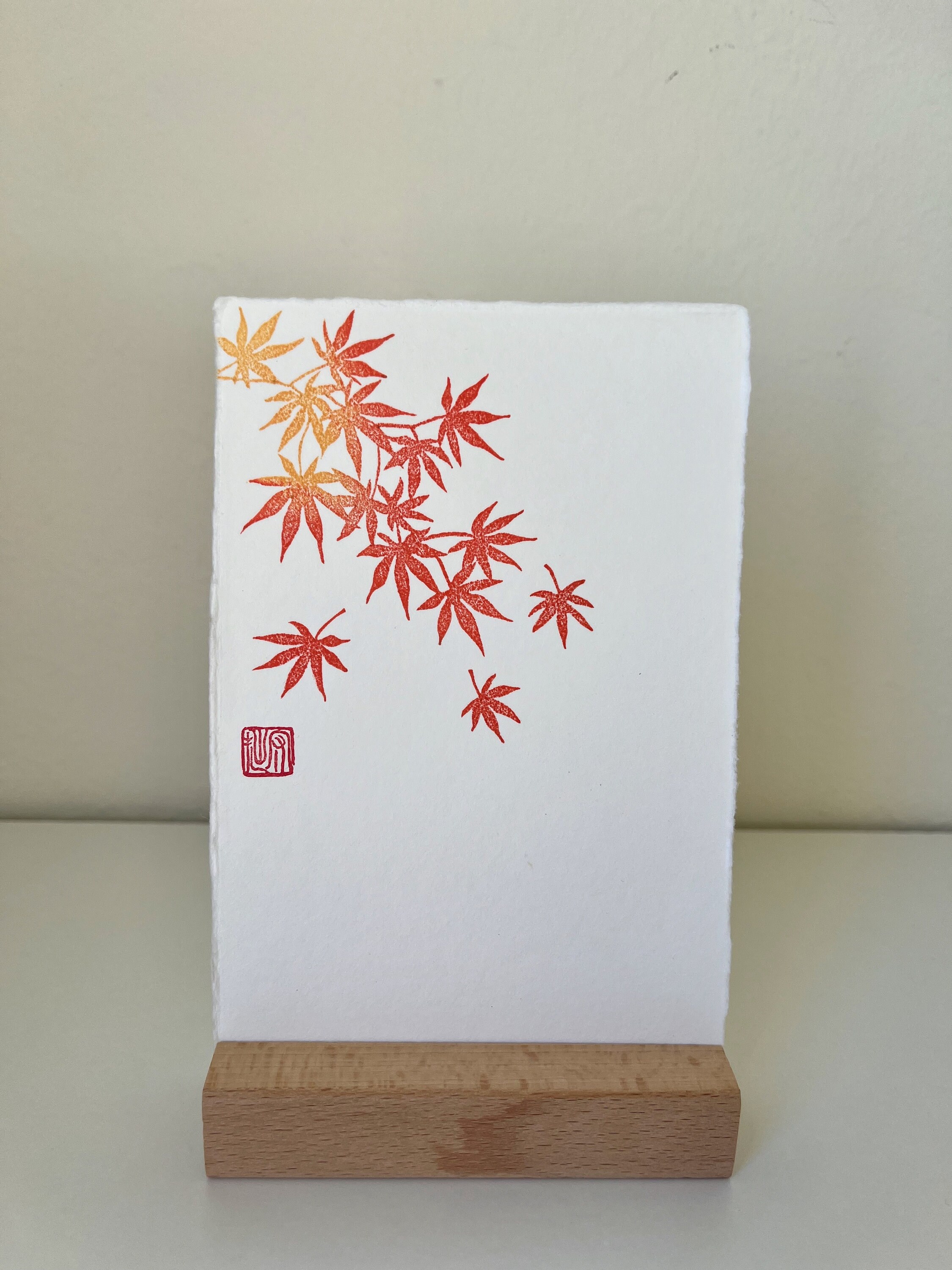Japanese Maple Leaf Block Print: Hand-carved Momiji Art on Washi Paper ...