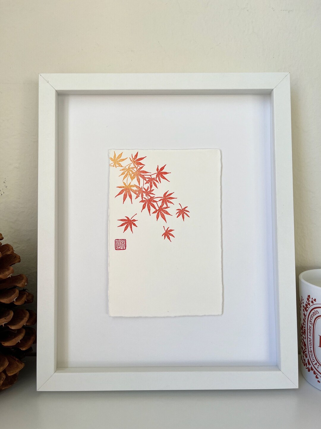 Japanese Maple Leaf Block Print: Hand-carved Momiji Art on Washi Paper ...