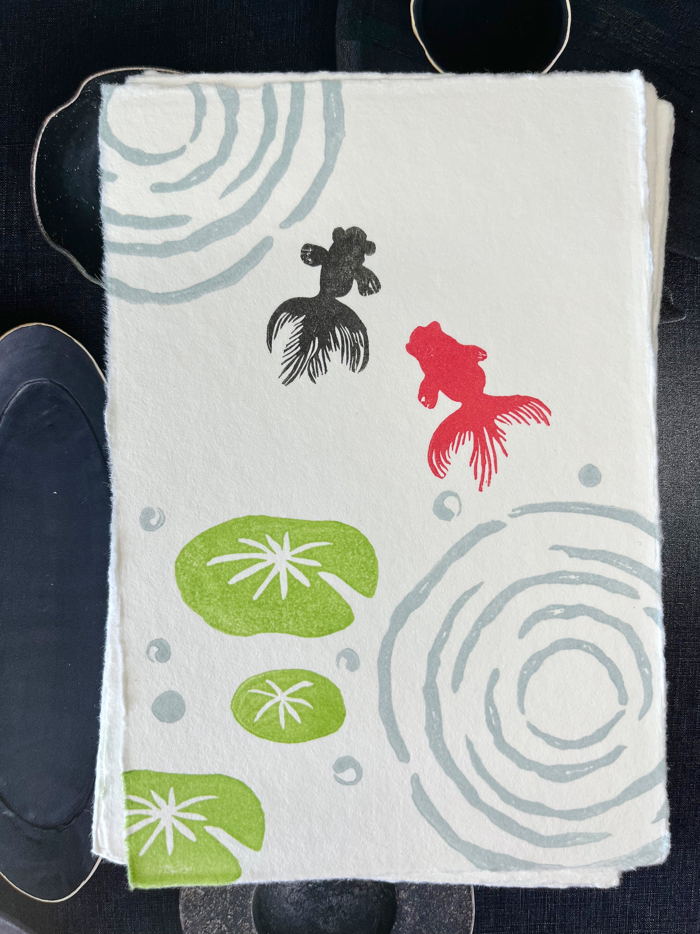 Hand-printed Goldfish Block Print: Japanese Art on Washi Paper - Etsy