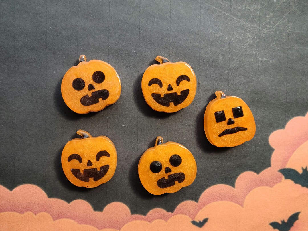 Jack-o-lantern Pumpkin Magnets, 5pc Epoxy Resin Halloween Refrigerator ...