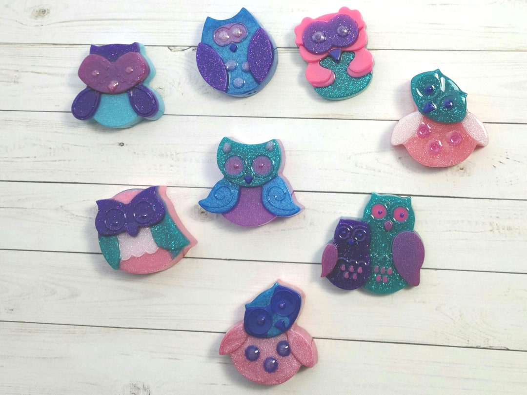 Colorful Owls Magnet Set, 8 Pcs - Cute Epoxy Resin Animal Refrigerator ...