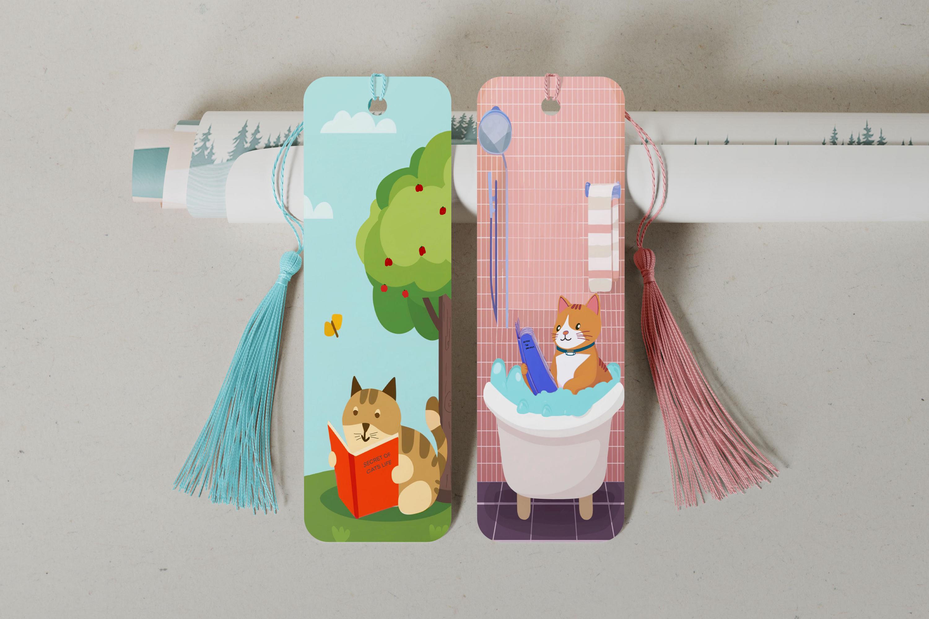 Cute Cat Printable Bookmarks Set of 4, Instant Download, Bookmarks for ...