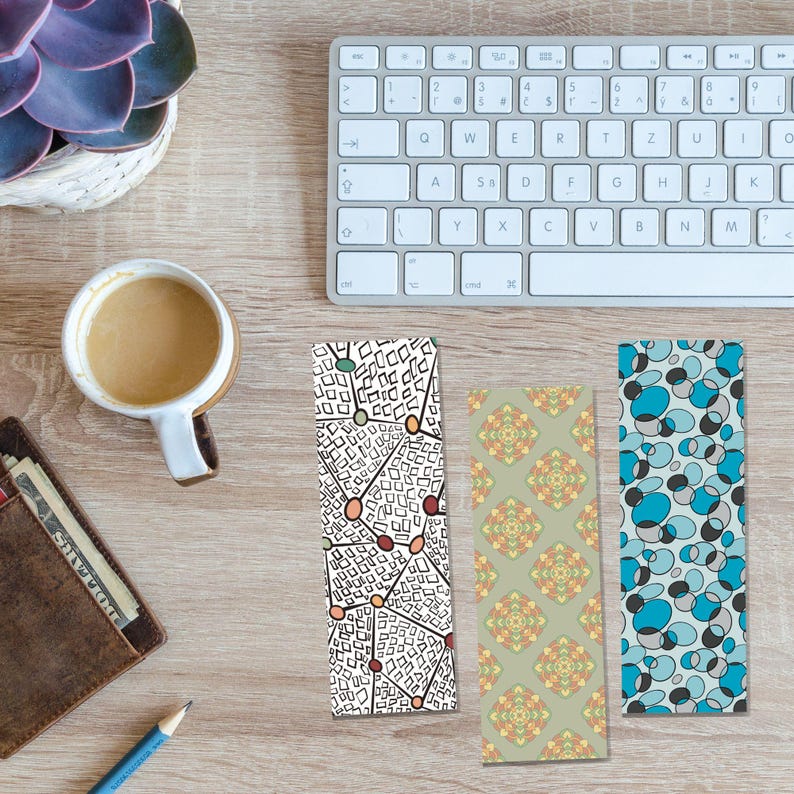 Printable Bookmarks, Pattern Design, Bundle of 4 Bookmarks, Instant ...