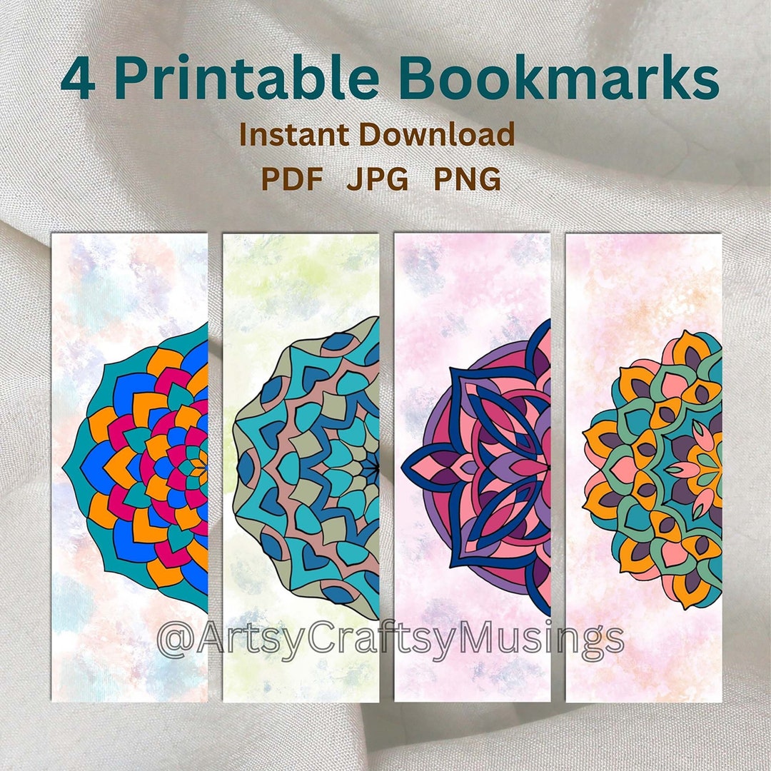 Printable Mandala Bookmarks, Original Design Bookmark, Instant Download ...
