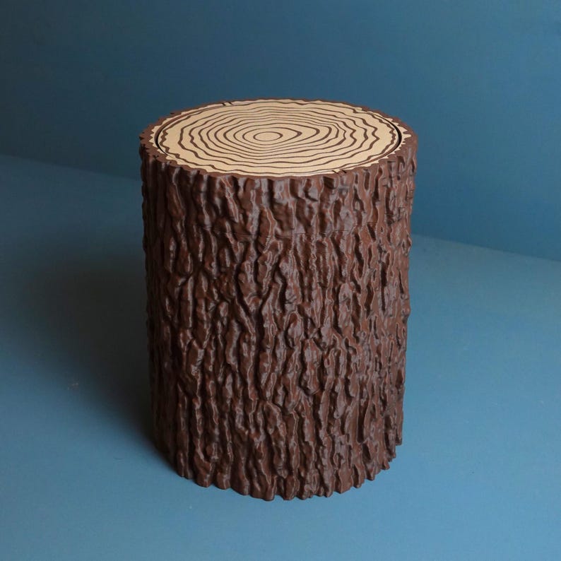 Alnus Glutinosa Tree Stump Trash Can: Rustic Cabin Decor With Swing Lid ...