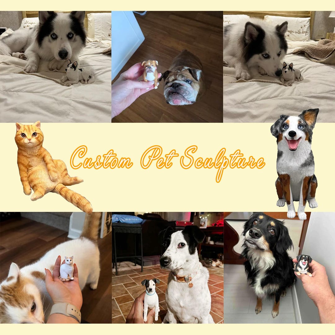 Custom Pet Portrait,personalized Pets Painting,photo Figurine,art Cat ...