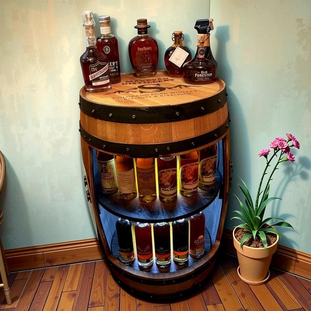 Open Whiskey Barrel Cabinet With Lights Built-in LED Lights Bourbon ...