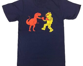 Dinosaur Vs Robot Unisex Mens T-shirt Retro Scifi Tee Shirt - Etsy