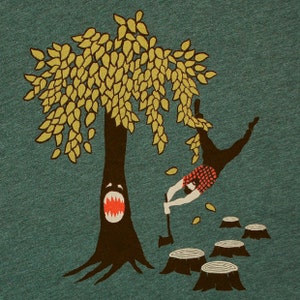 Tree Vs Lumberjack - Unisex Mens T-shirt Funny Humor Woodland Axe Plaid ...