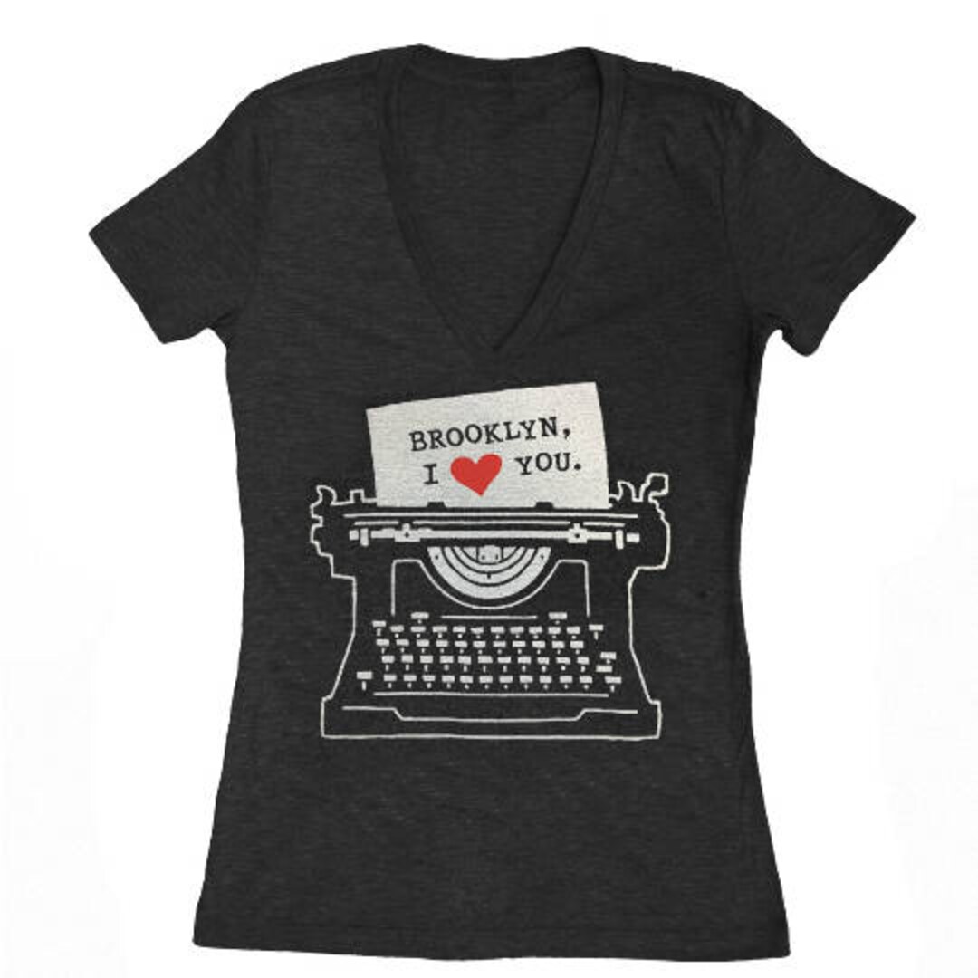 Brooklyn Typewriter Tee - Womens Fitted Vneck Girls T-shirt Indie ...