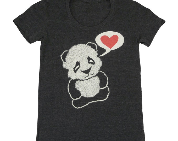 Panda Bear - Womens Girls T-shirt Tee Shirt Cute Adorable Vintage Retro ...