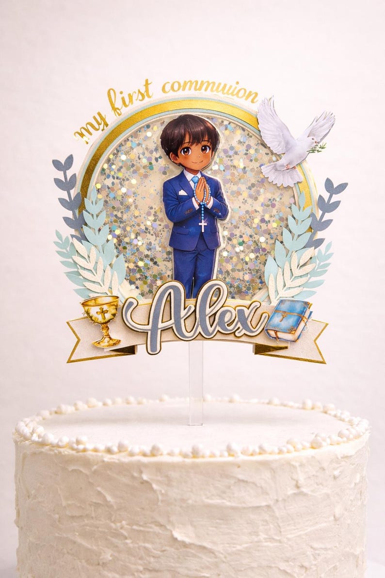 Personalized First Communion Cake Topper Boy | Customized Character ...