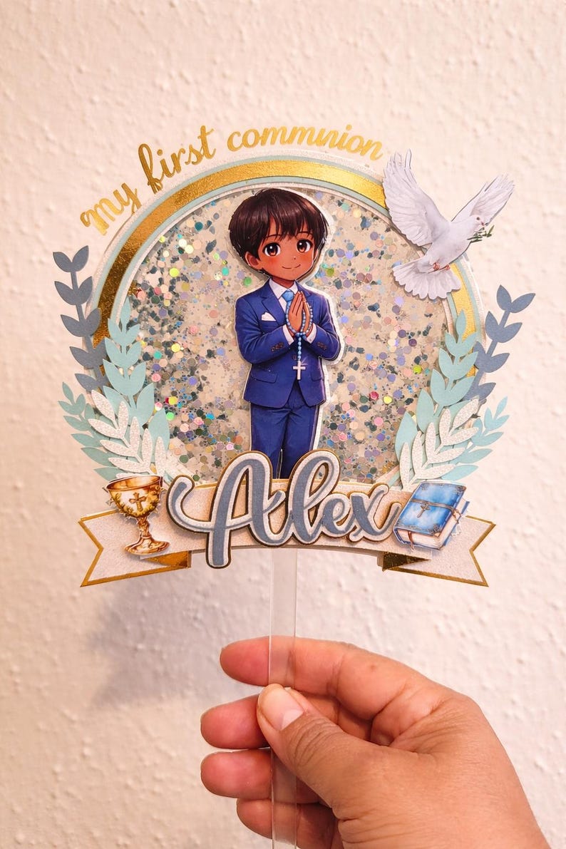 Personalized First Communion Cake Topper Boy | Customized Character ...