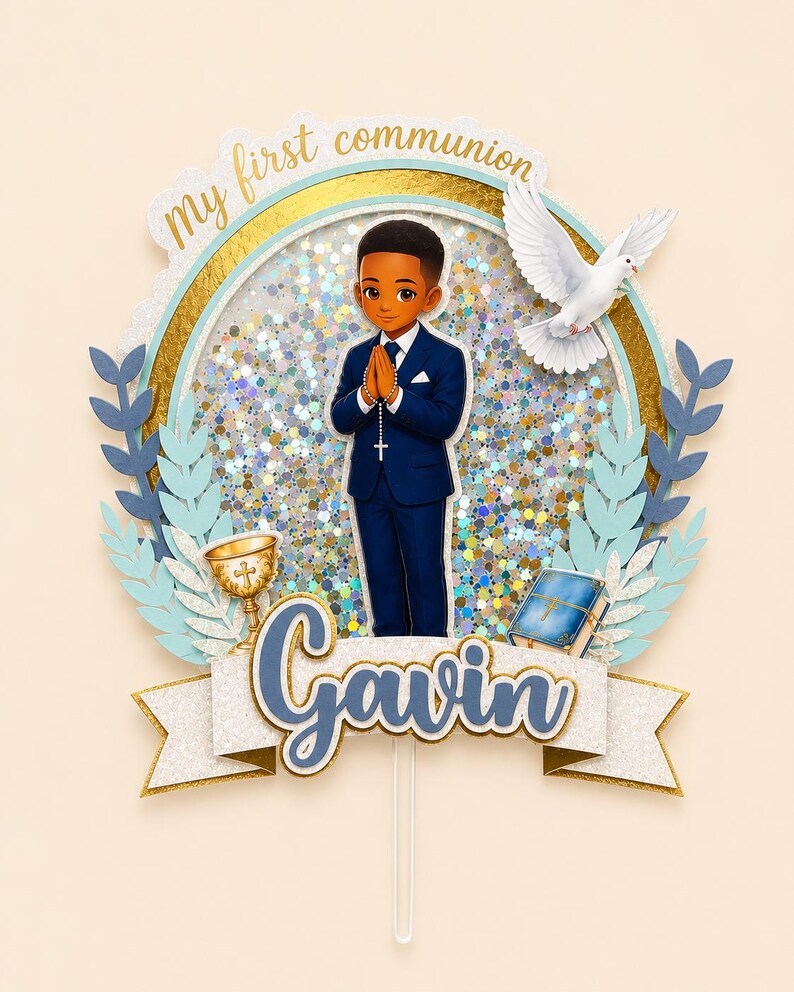 Personalized First Communion Cake Topper Boy | Customized Character ...