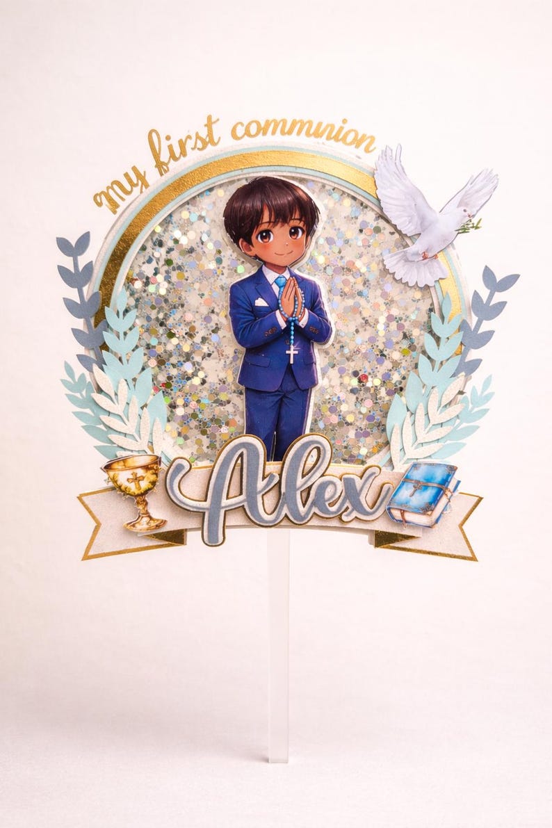 Personalized First Communion Cake Topper Boy | Customized Character ...