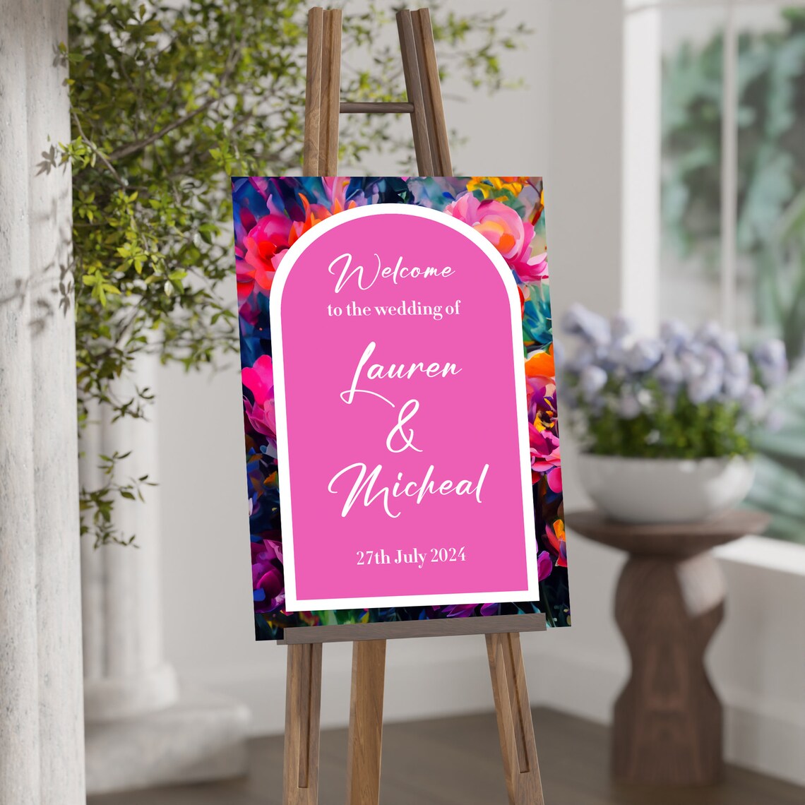 Floral Custom Wedding Sign Template, Modern Wedding Sign Printable ...
