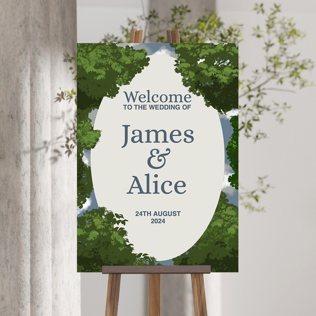 Tree Wedding Sign, Botanical Custom Wedding Sign Template, Countryside ...
