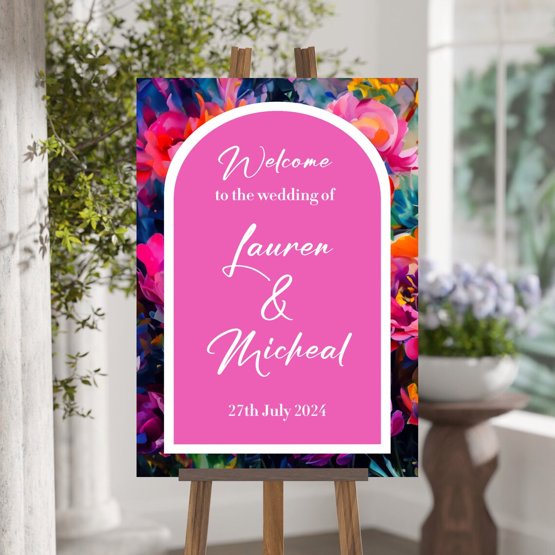 Floral Custom Wedding Sign Template, Modern Wedding Sign Printable ...