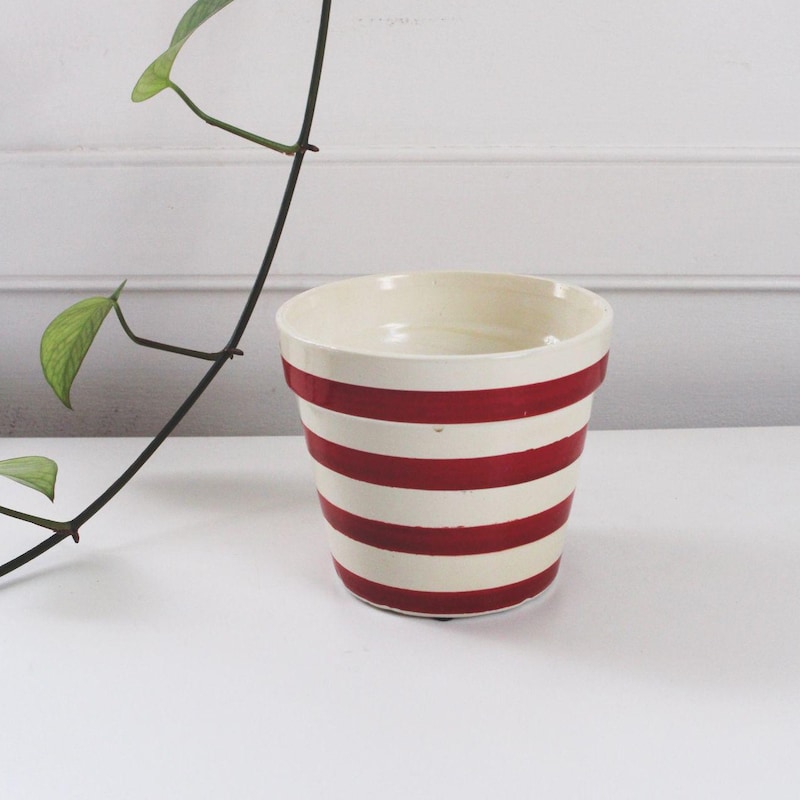 Ceramic Striped Planter - Etsy