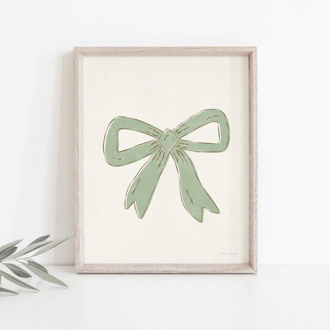 Single Bow Drawing Wall Art Print | Neutral Art | Minimalist Art ...