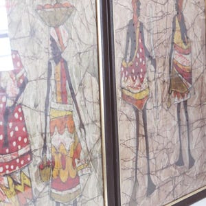 Vintage Batik Fabric Hand Painted Framed Wall Art | Vintage Batik ...