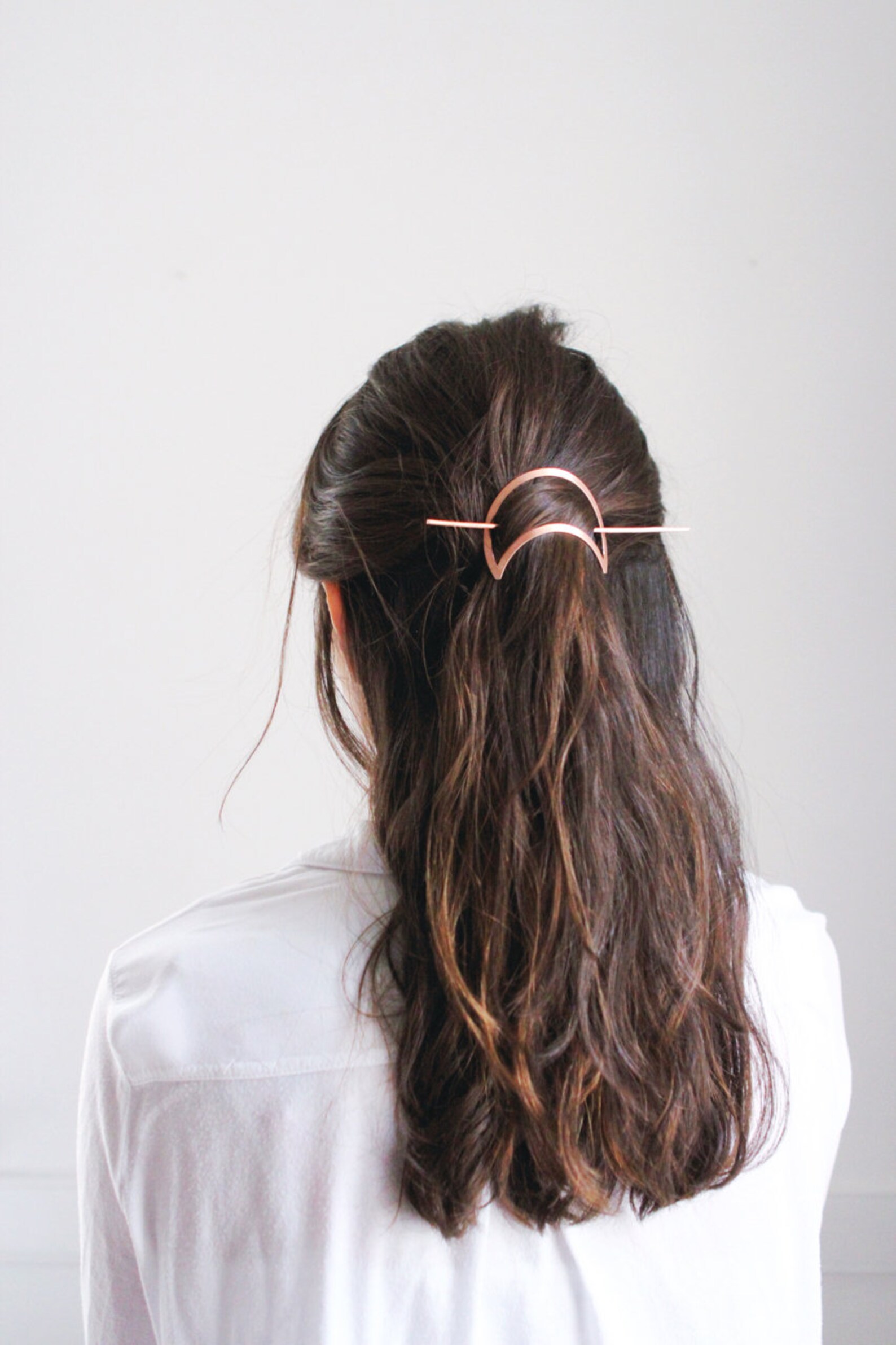 Crescent Moon Hair Pin | Brass Hair Clip | Copper Hair Slide | Hair ...