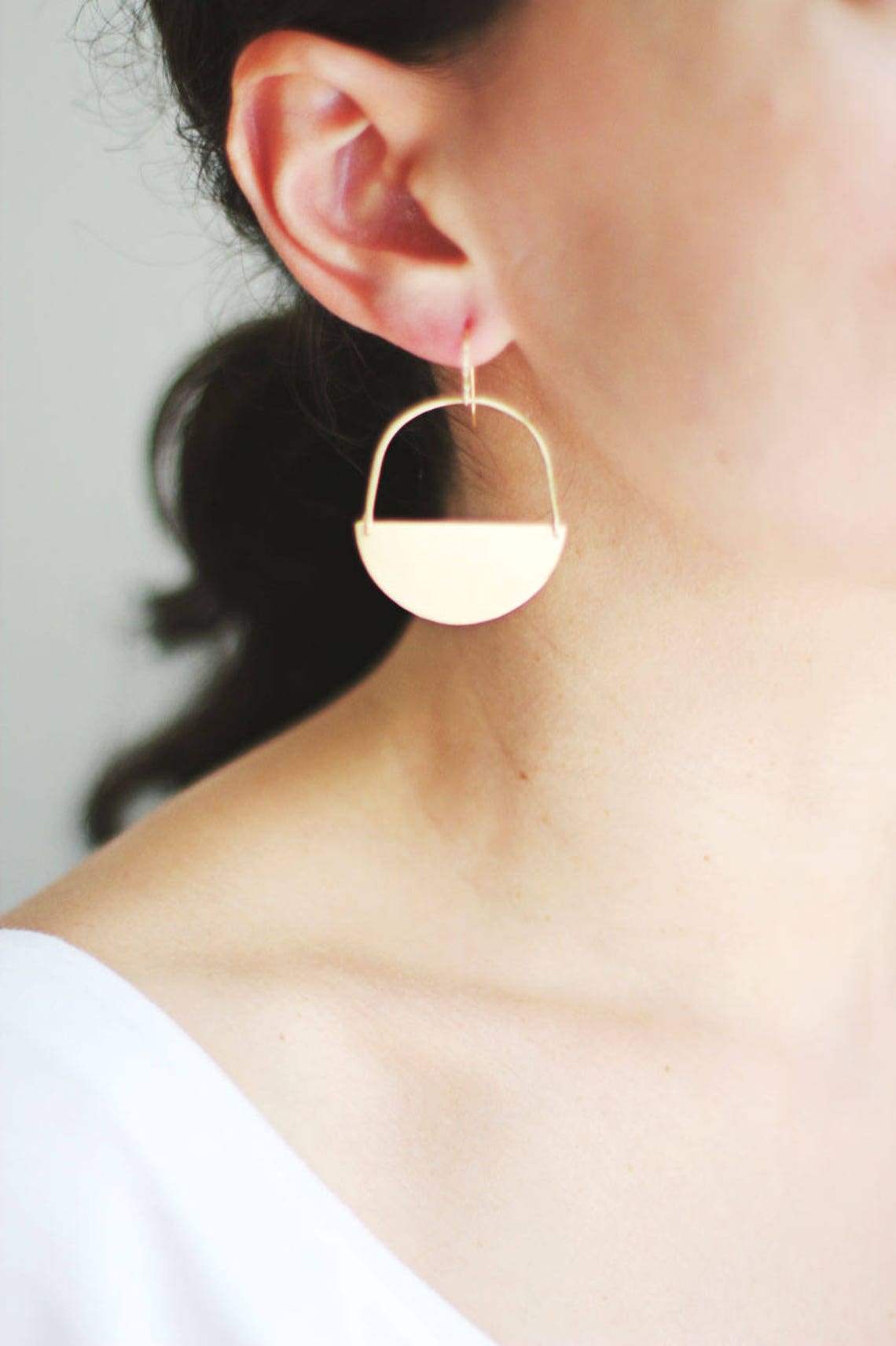 Half Moon Earrings Half Circle Earrings Minimalist - Etsy