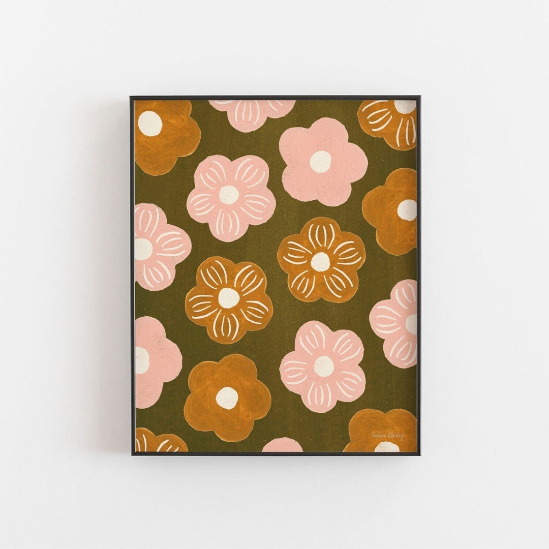 Retro Flowers Art Print - Etsy