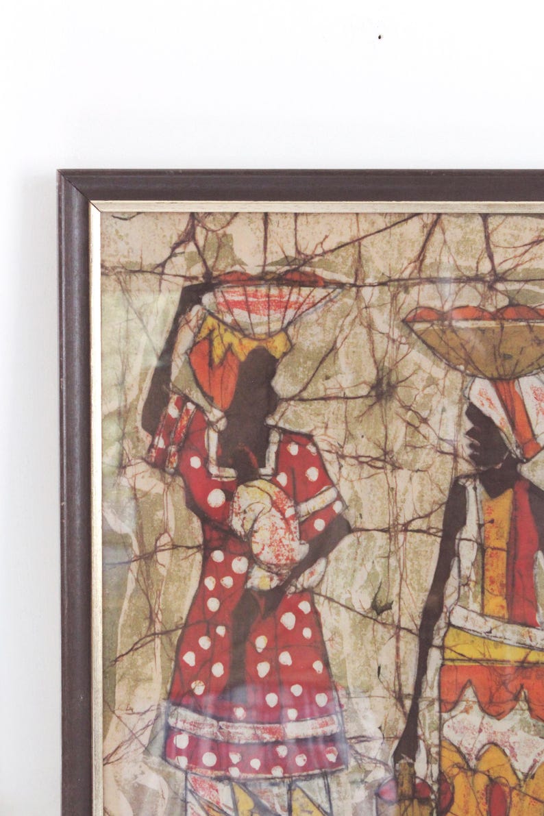 Vintage Batik Fabric Hand Painted Framed Wall Art | Vintage Batik ...