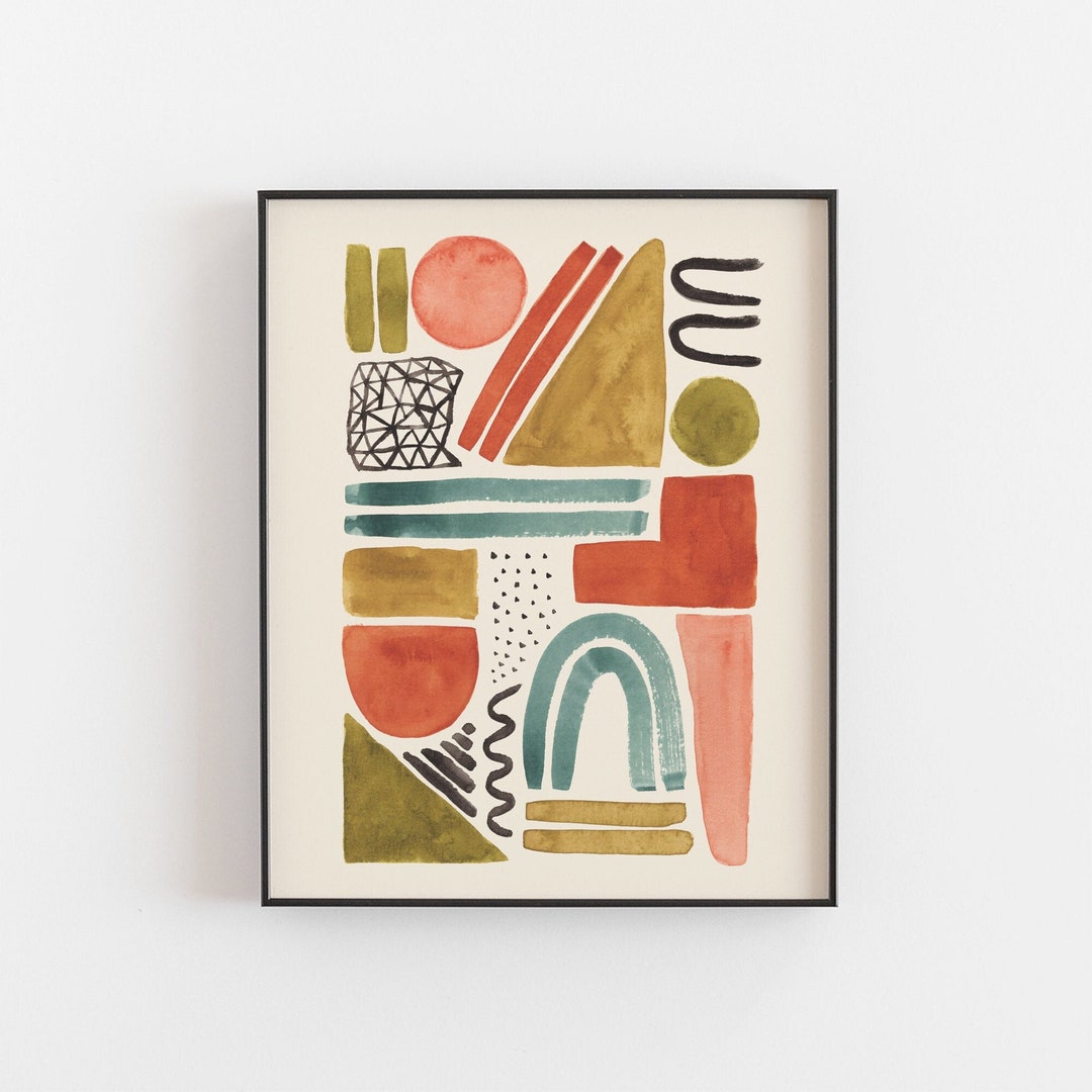 Watercolor Shape Abstract Wall Art Print - Etsy