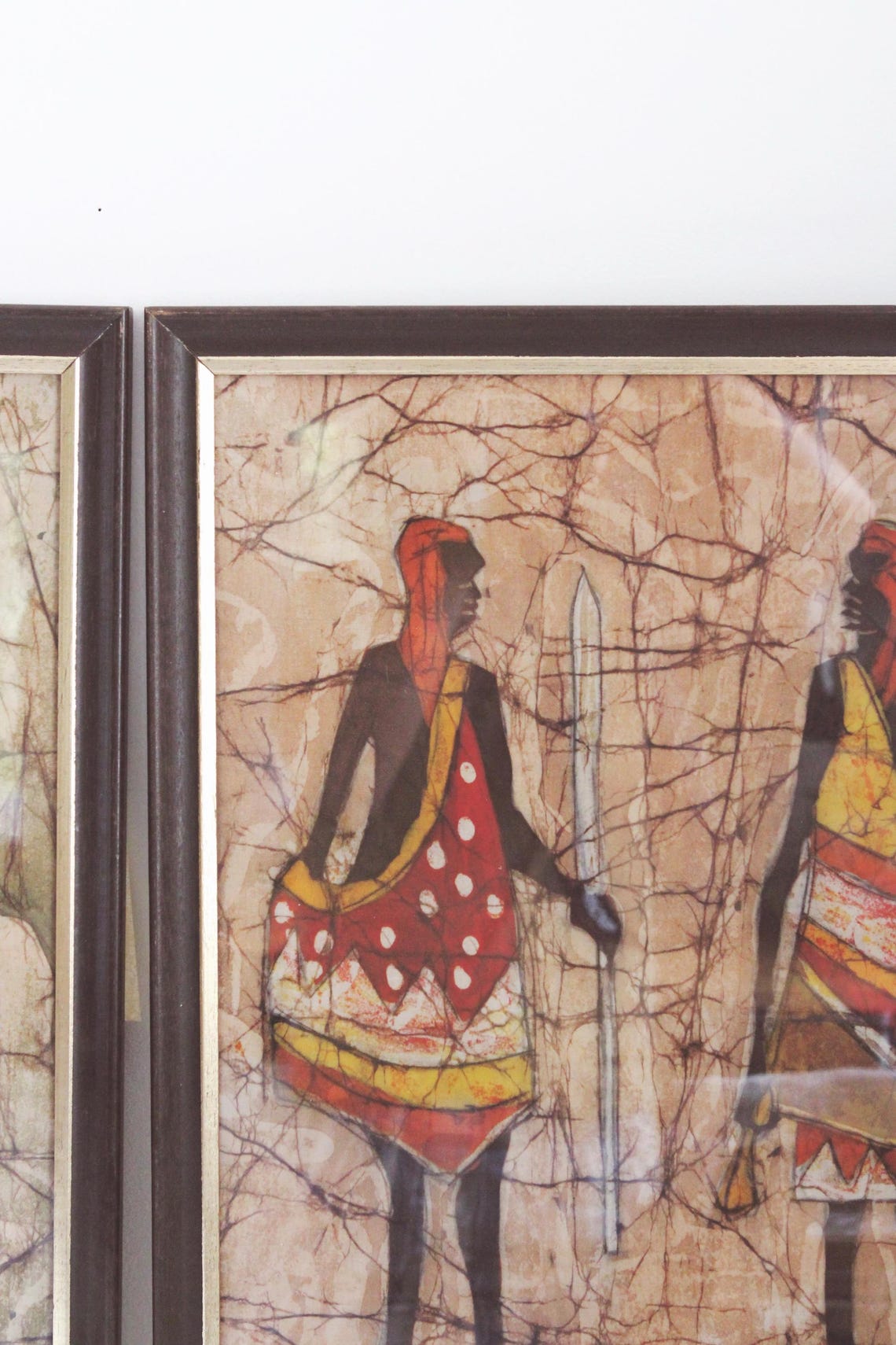 Vintage Batik Fabric Hand Painted Framed Wall Art | Vintage Batik ...