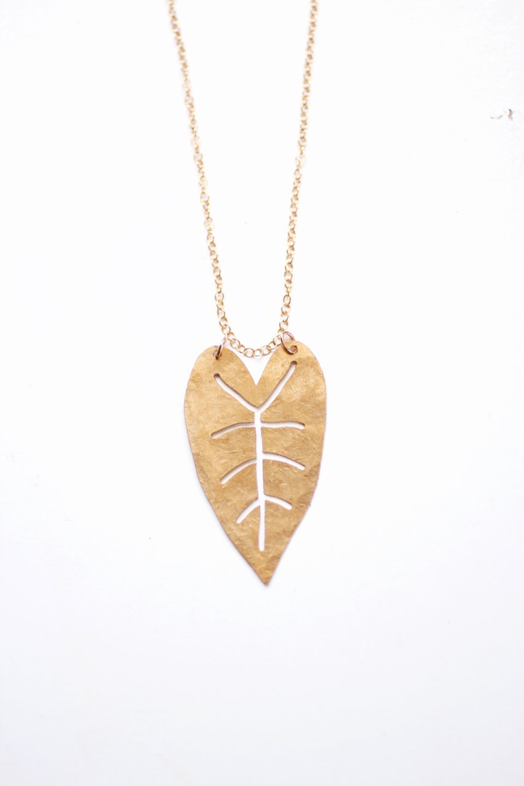 Heart Leaf Necklace | Tropical Necklace | Nature Necklace | Long ...