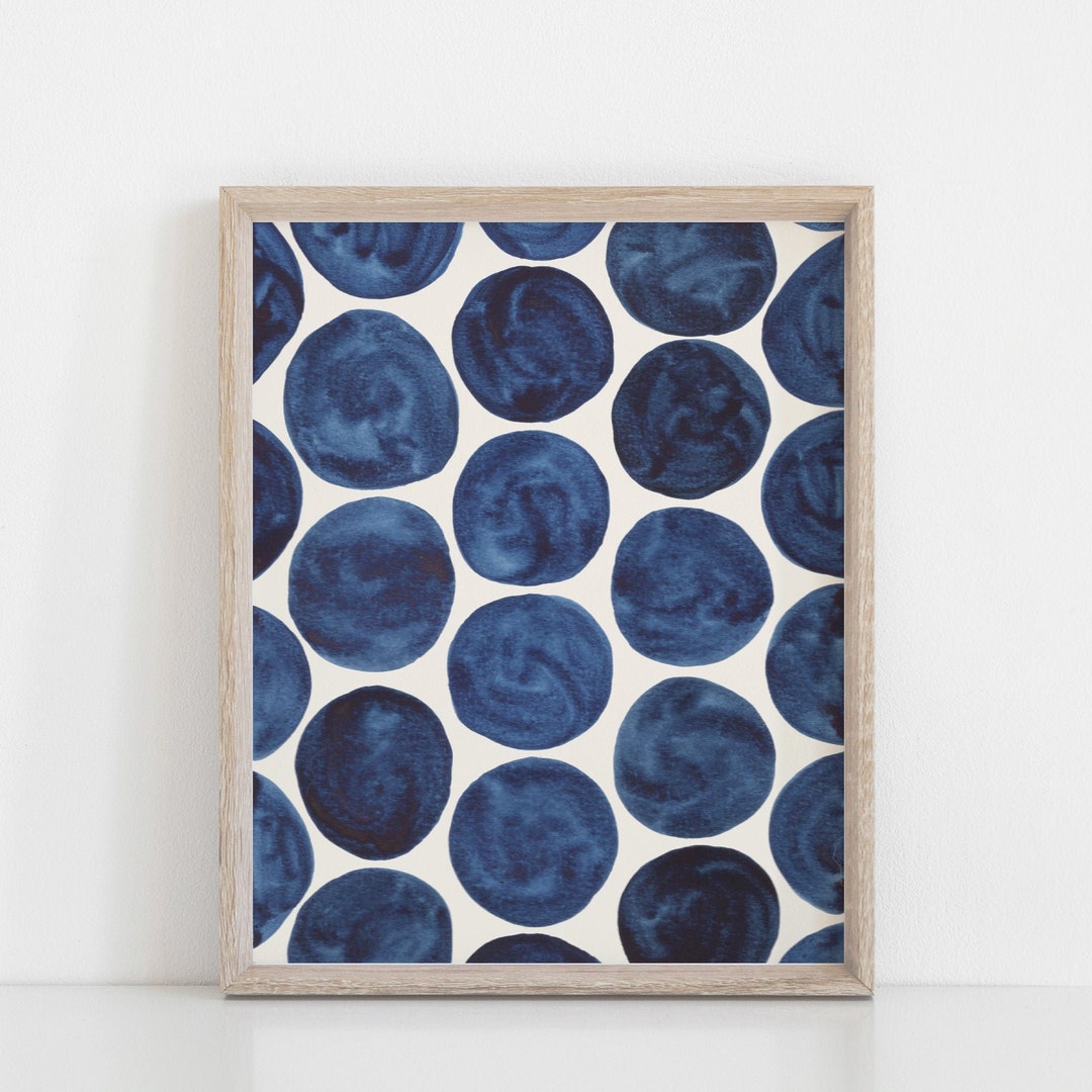 Blue Dots Pattern Wall Art Print - Etsy