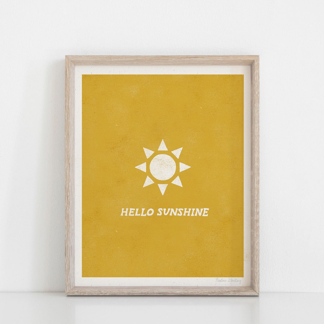 Hello Sunshine Art Print Ochre Shapes Art Print Sun Art Hello Wall Art ...