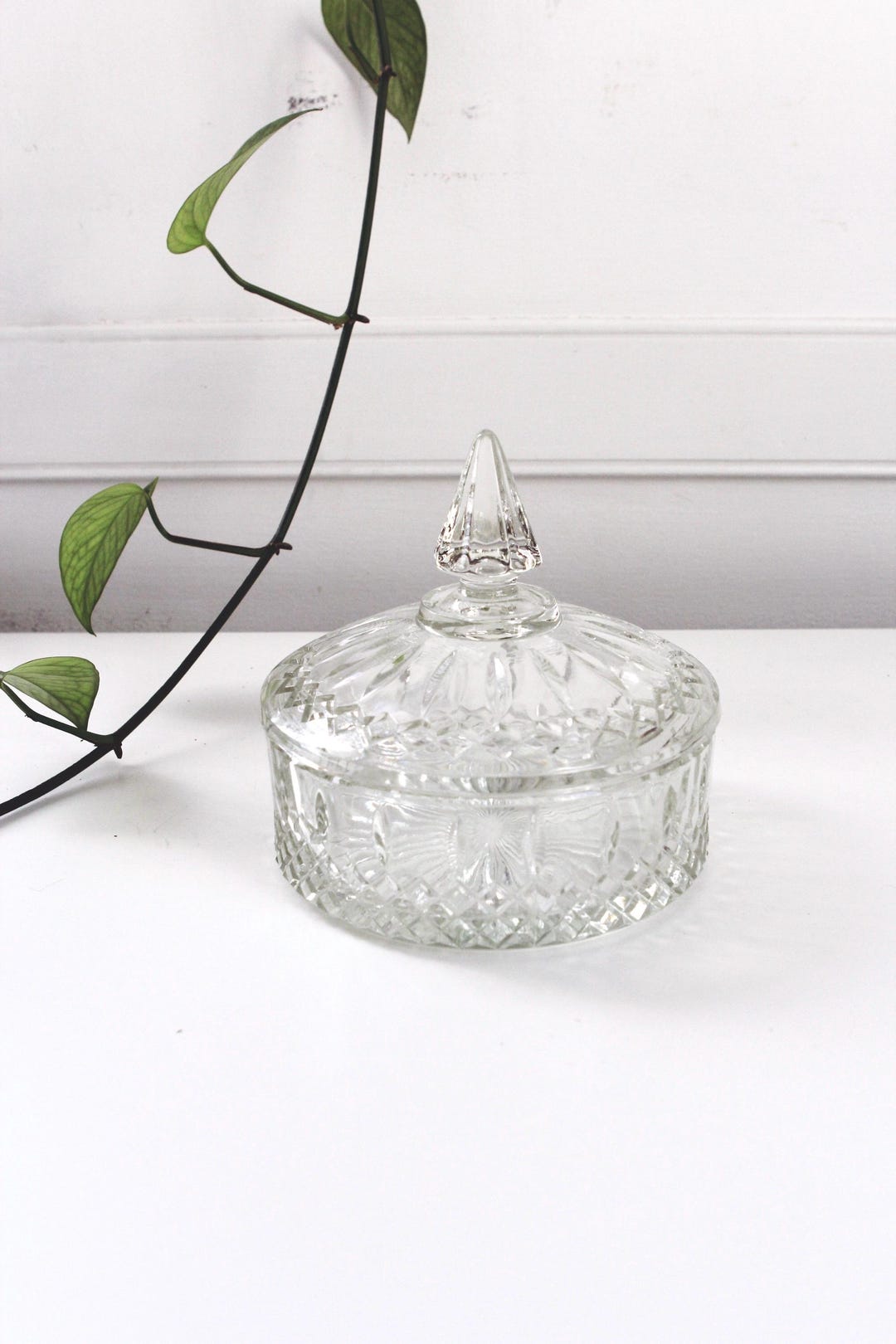 Vintage Indiana Glass Clear Princess Covered Candy Dish Trinket Box - Etsy