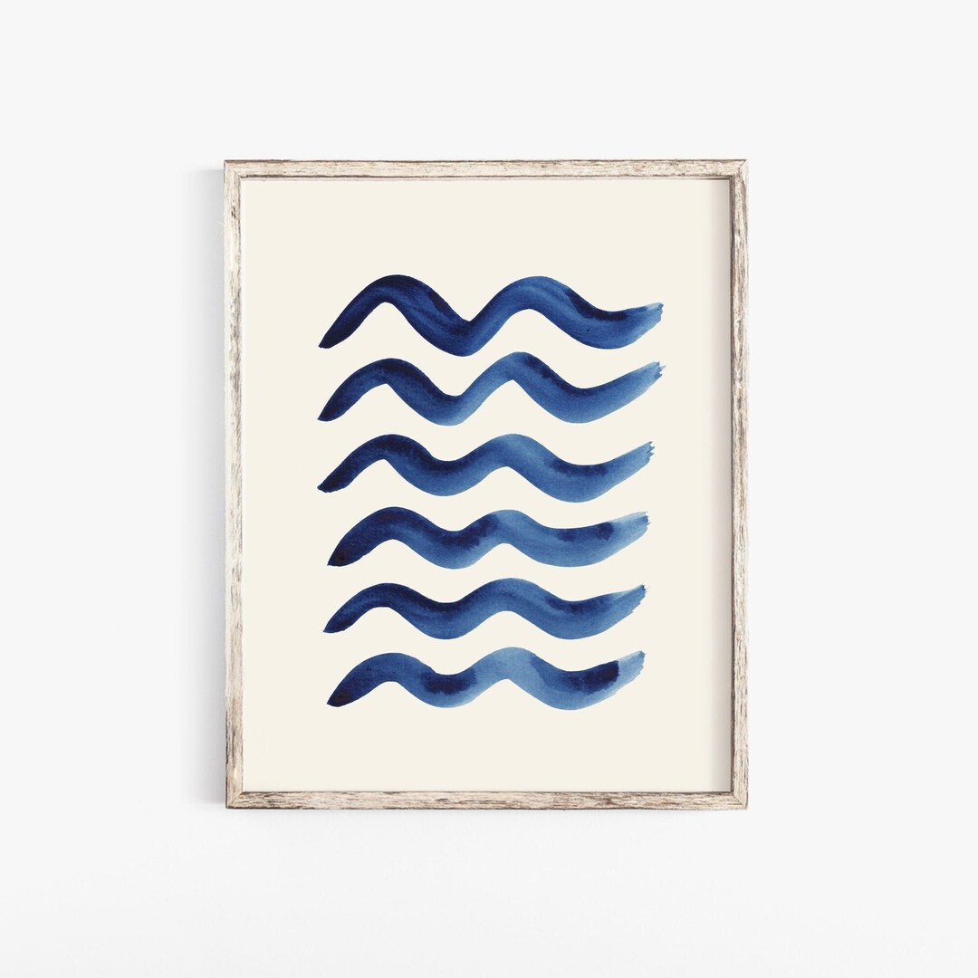 Blue Waves Pattern Wall Art Print | Watercolor Art | Beach Art ...
