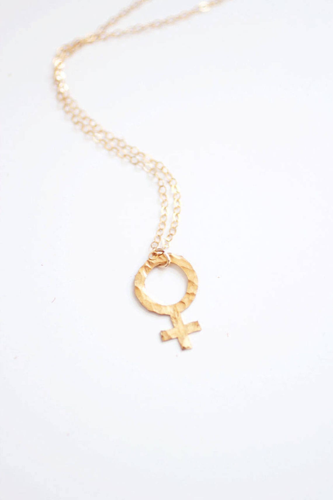 Female Sign Feminist Necklace Brass Necklace 14k Gold Fill | Etsy