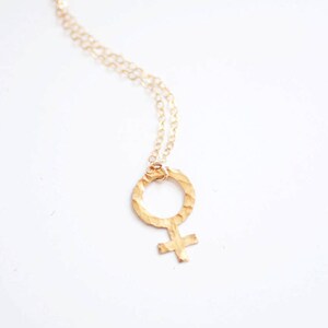 Female Sign Feminist Necklace | Brass Necklace | 14k Gold Fill Necklace ...