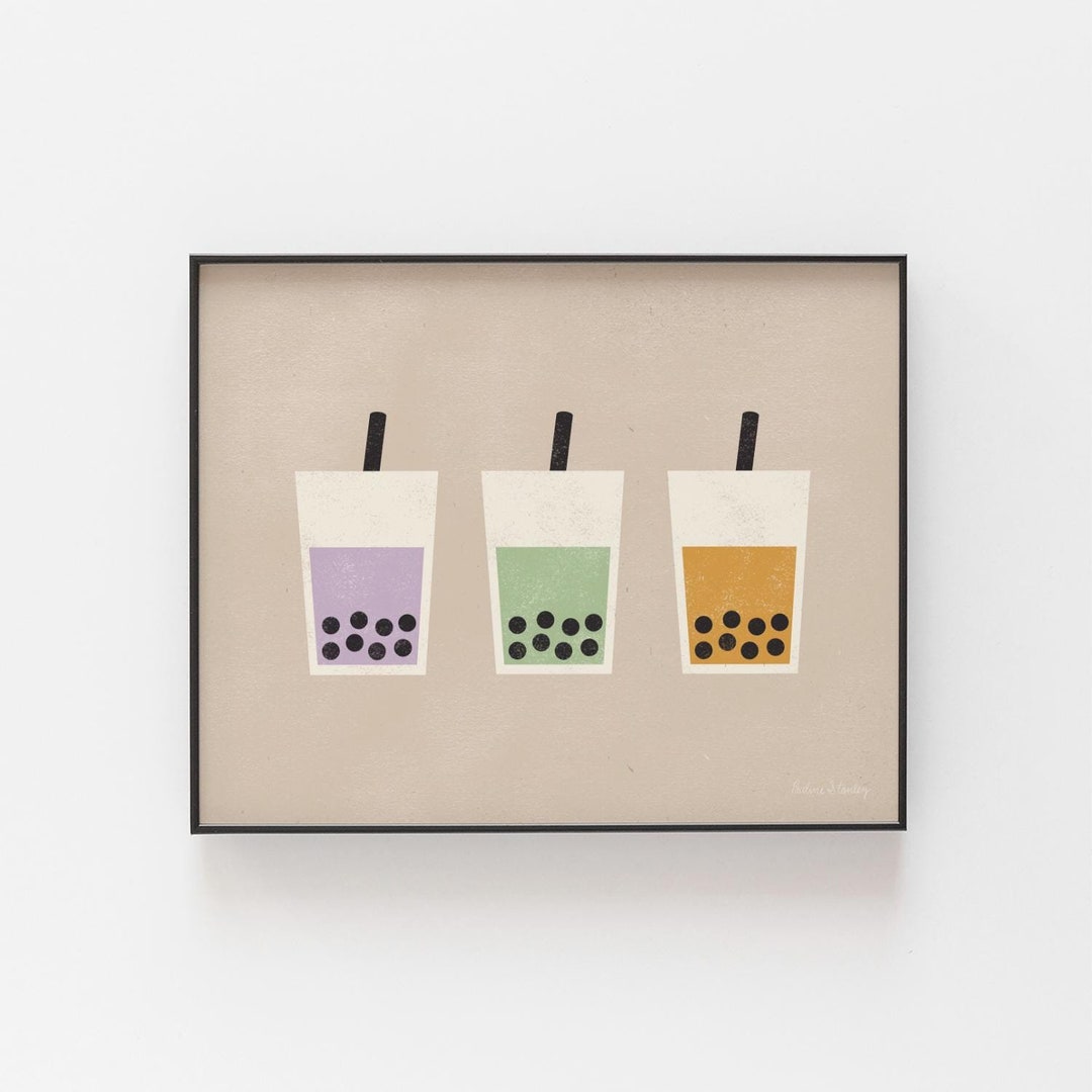 Boba Drinks Wall Art Print | Modern Art | Minimalist Art | Boba Art ...