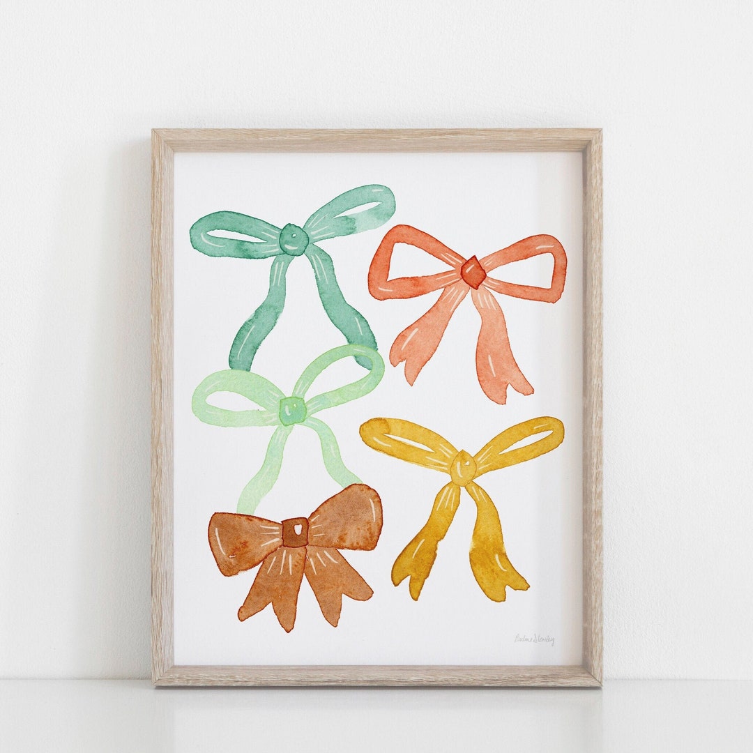 Watercolor Bows Wall Art Print - Etsy