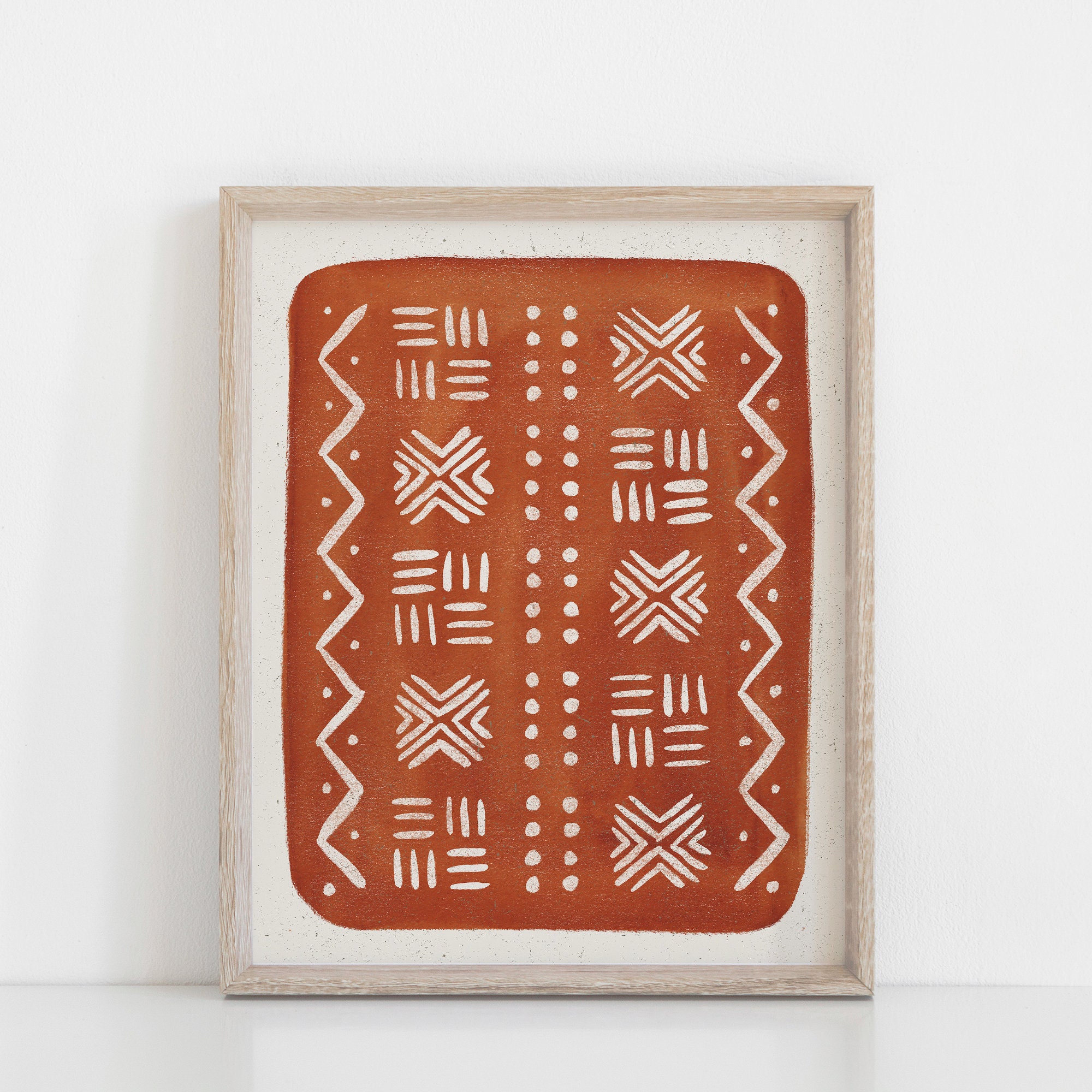 Mud Cloth Pattern Wall Art Print Rust Pattern Art - Etsy
