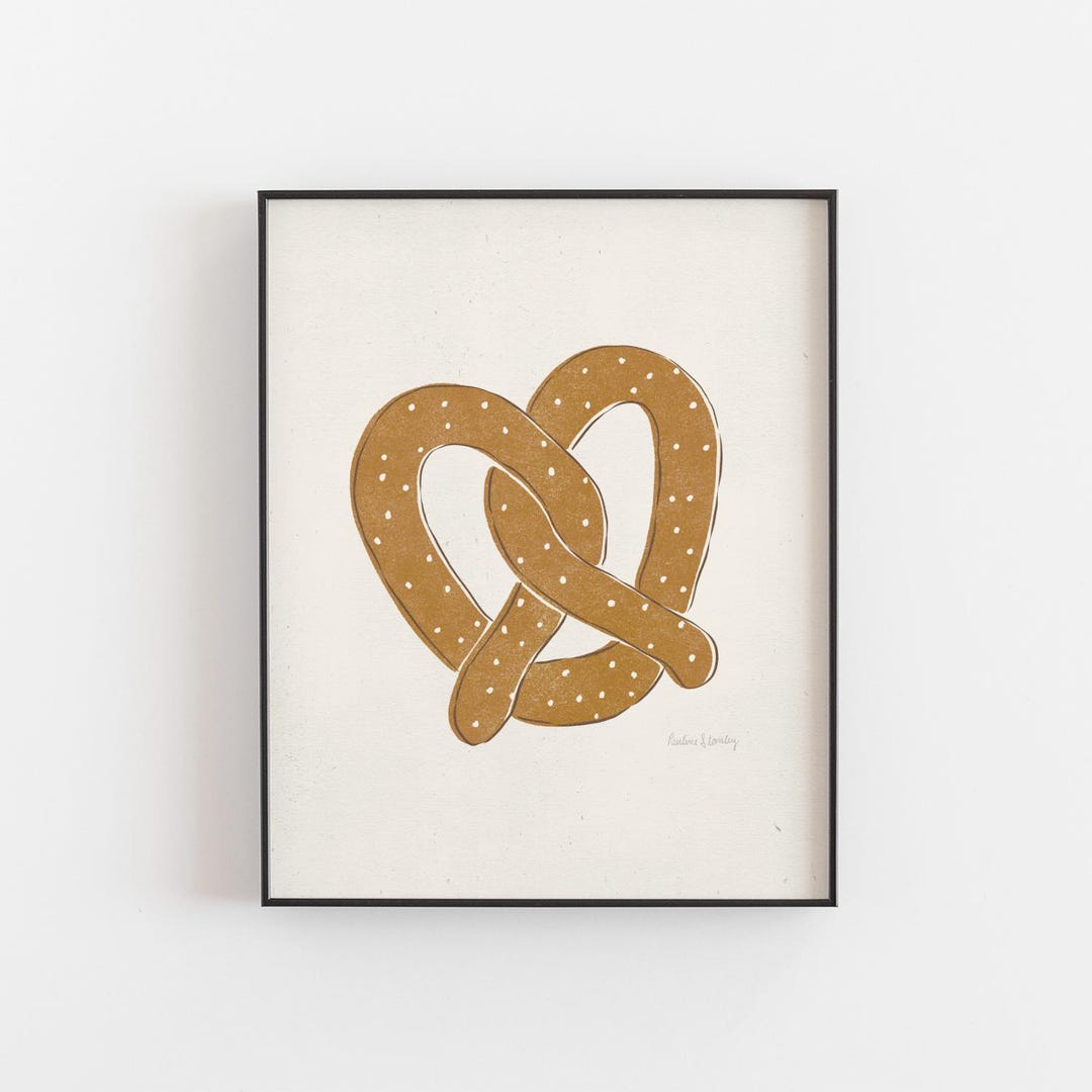 Pretzel Drawing Wall Art Print | Modern Art | Minimalist Art | Food Art ...