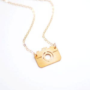 Tiny Camera Necklace | Brass Necklace | Sterling Silver Necklace | 14k ...