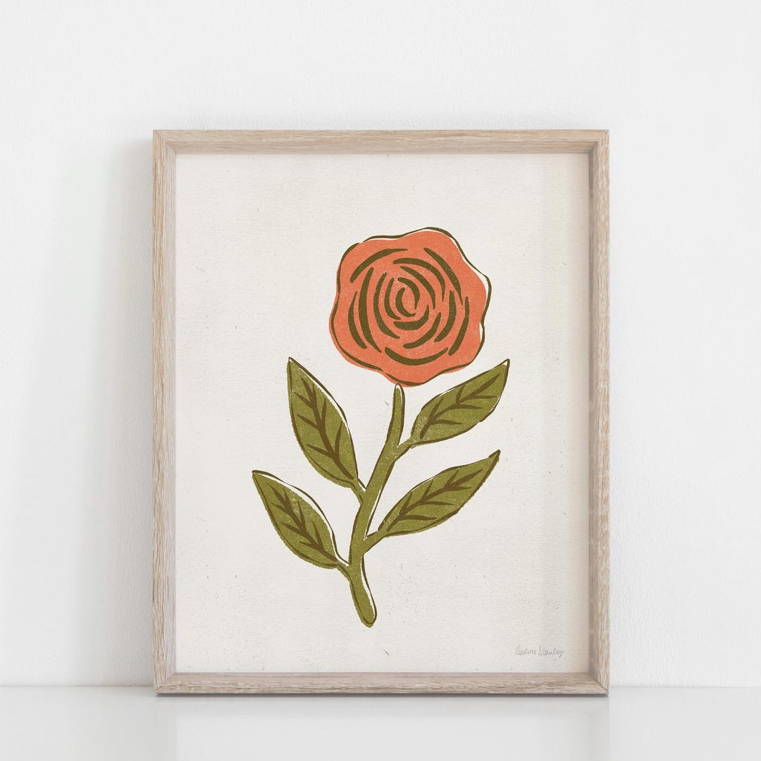 Rose Flower Drawing Wall Art Print | Flower Art | Minimalist Art ...