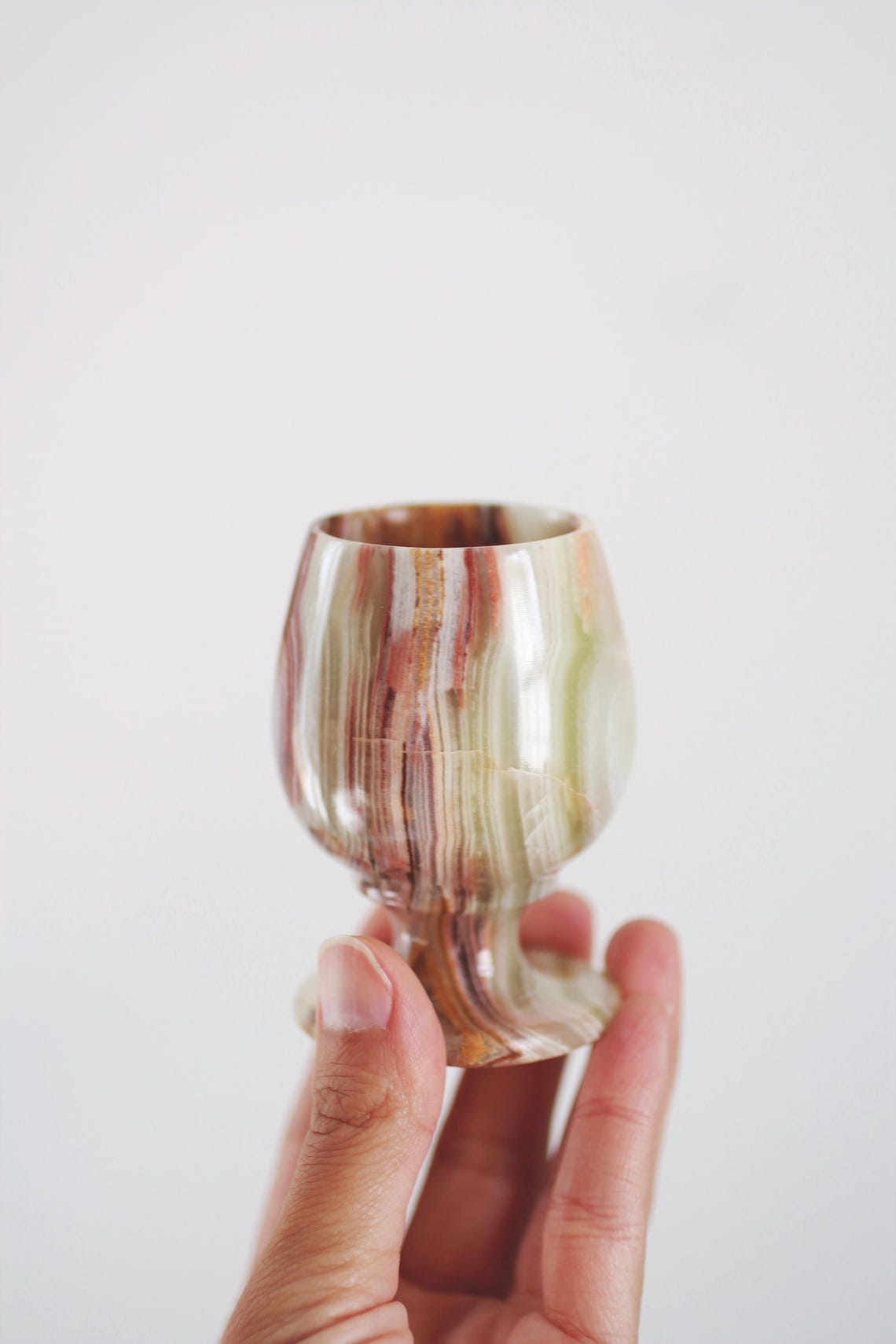 Vintage Onyx Marble Carved Stone Goblet | Vintage Goblet | Vintage ...