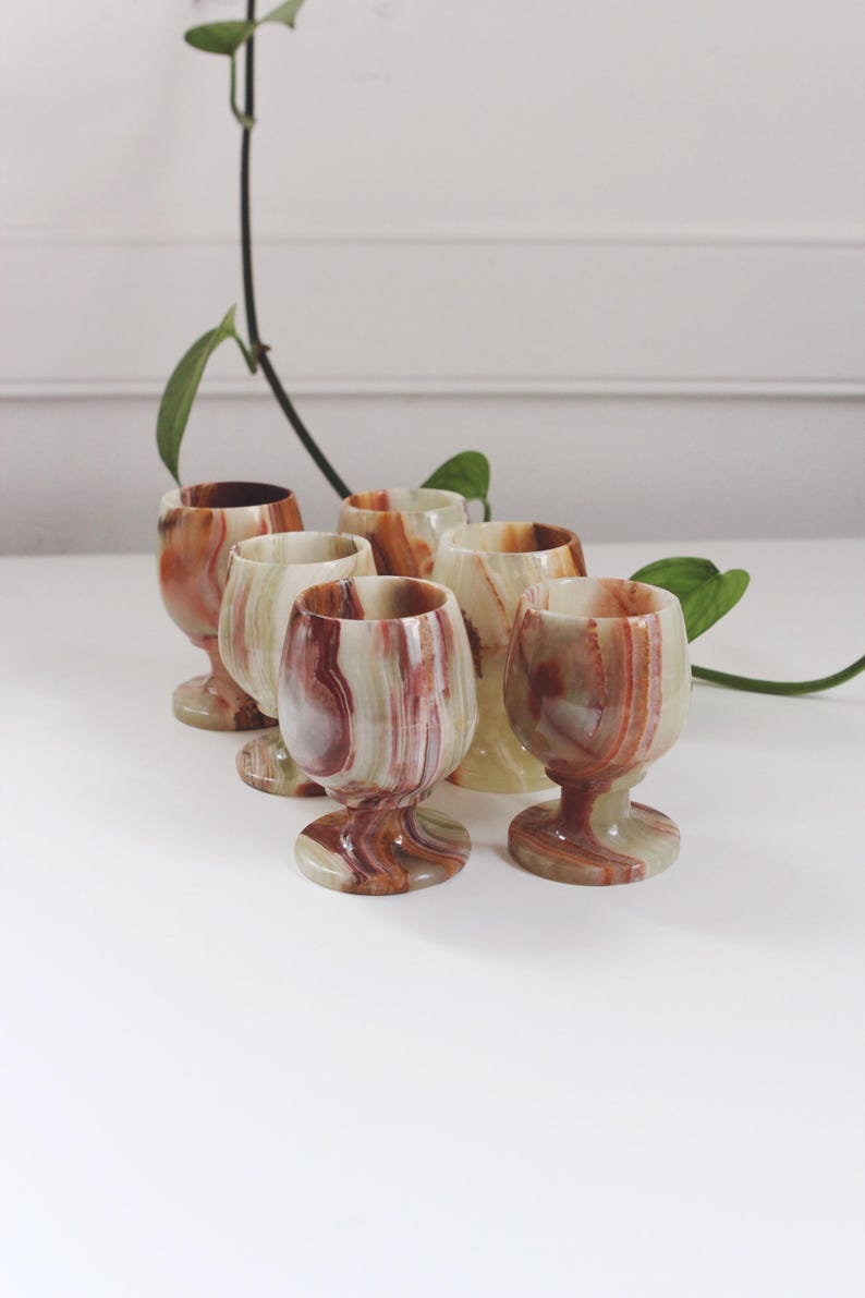 Vintage Onyx Marble Carved Stone Goblet | Vintage Goblet | Vintage ...