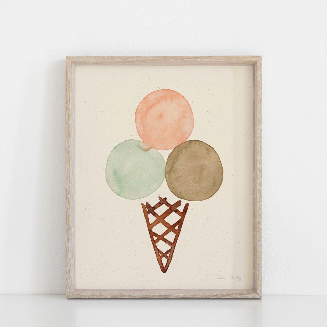 Ice Cream Watercolor Wall Art Print - Etsy