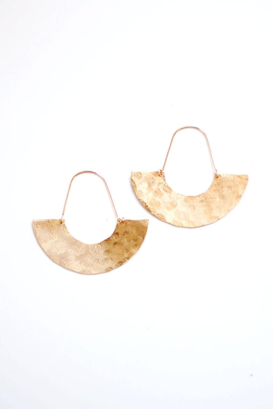 Hammered Half Moon Earrings | Gold Hoop Earrings | Gold Half Moon ...