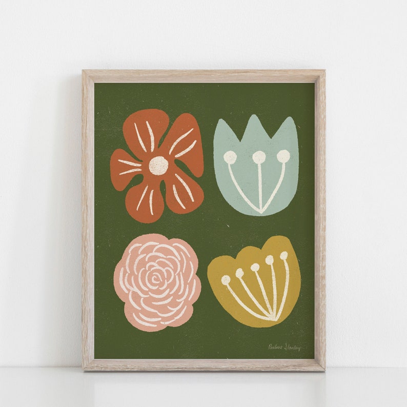 Mod Flowers Art Print Floral Art Flower Art Spring Art - Etsy