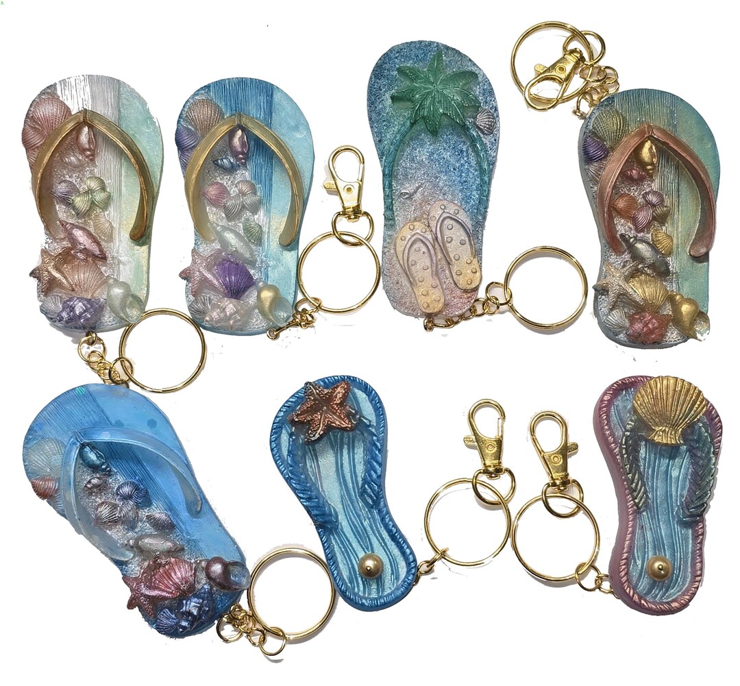 Flip Flop/sandal Hand-painted Resin Keychains - Etsy
